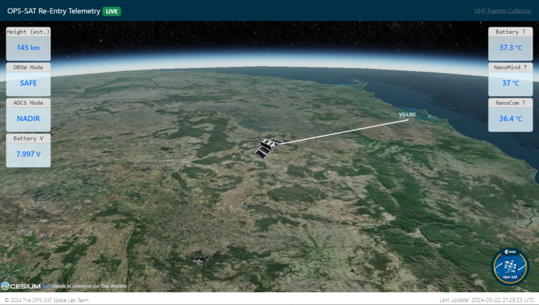 OPS-SAT reentry complete – Rocket Science